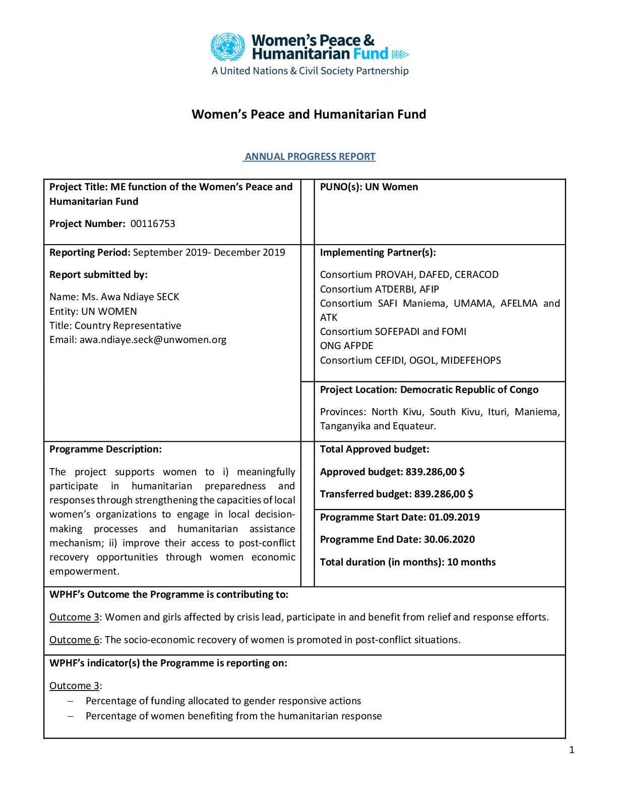 WPHF ME DRC | MPTF Office