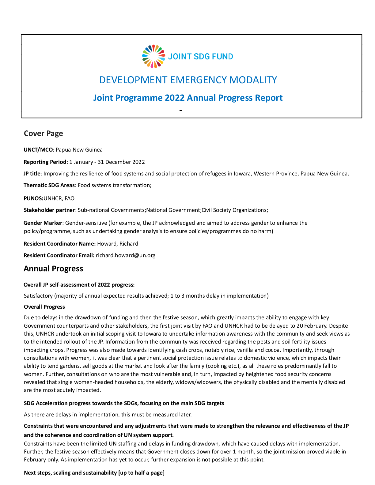 PDE 2022 PAPUA NEW GUINEA | MPTF Office